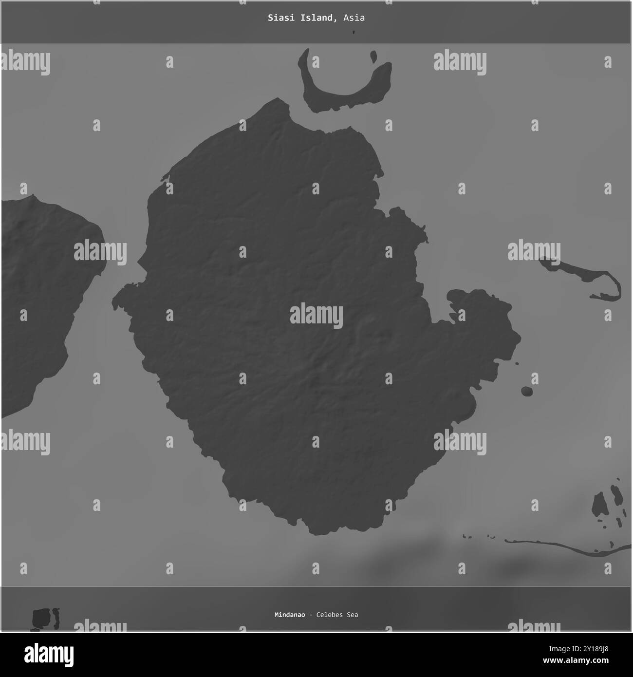 Siasi Island in the Celebes Sea, belonging to Philippines, cropped to square on a bilevel ...