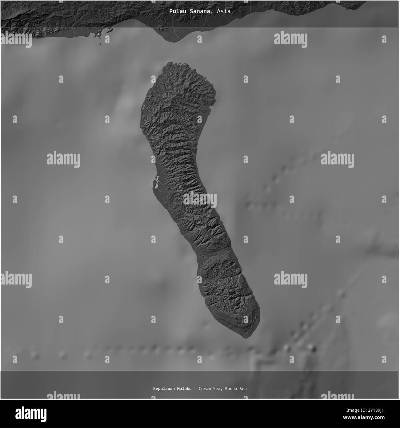 Pulau Sanana in the Ceram Sea, belonging to Indonesia, cropped to ...
