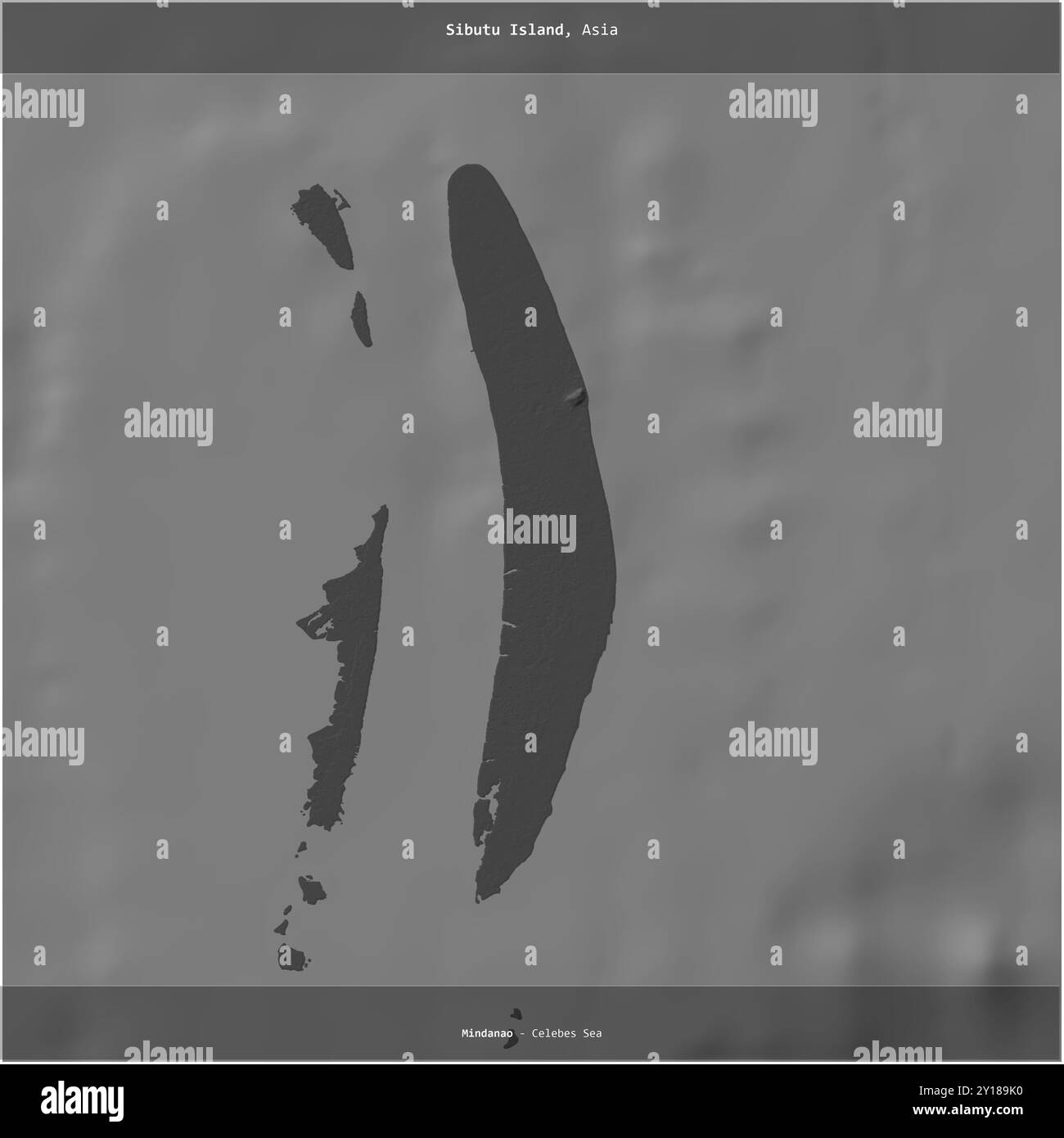 Sibutu Island in the Celebes Sea, belonging to Philippines, cropped to square on a bilevel ...