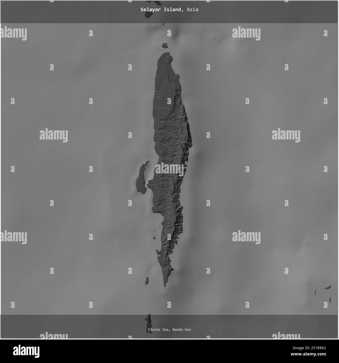 Selayar Island in the Banda Sea, belonging to Indonesia, cropped to ...