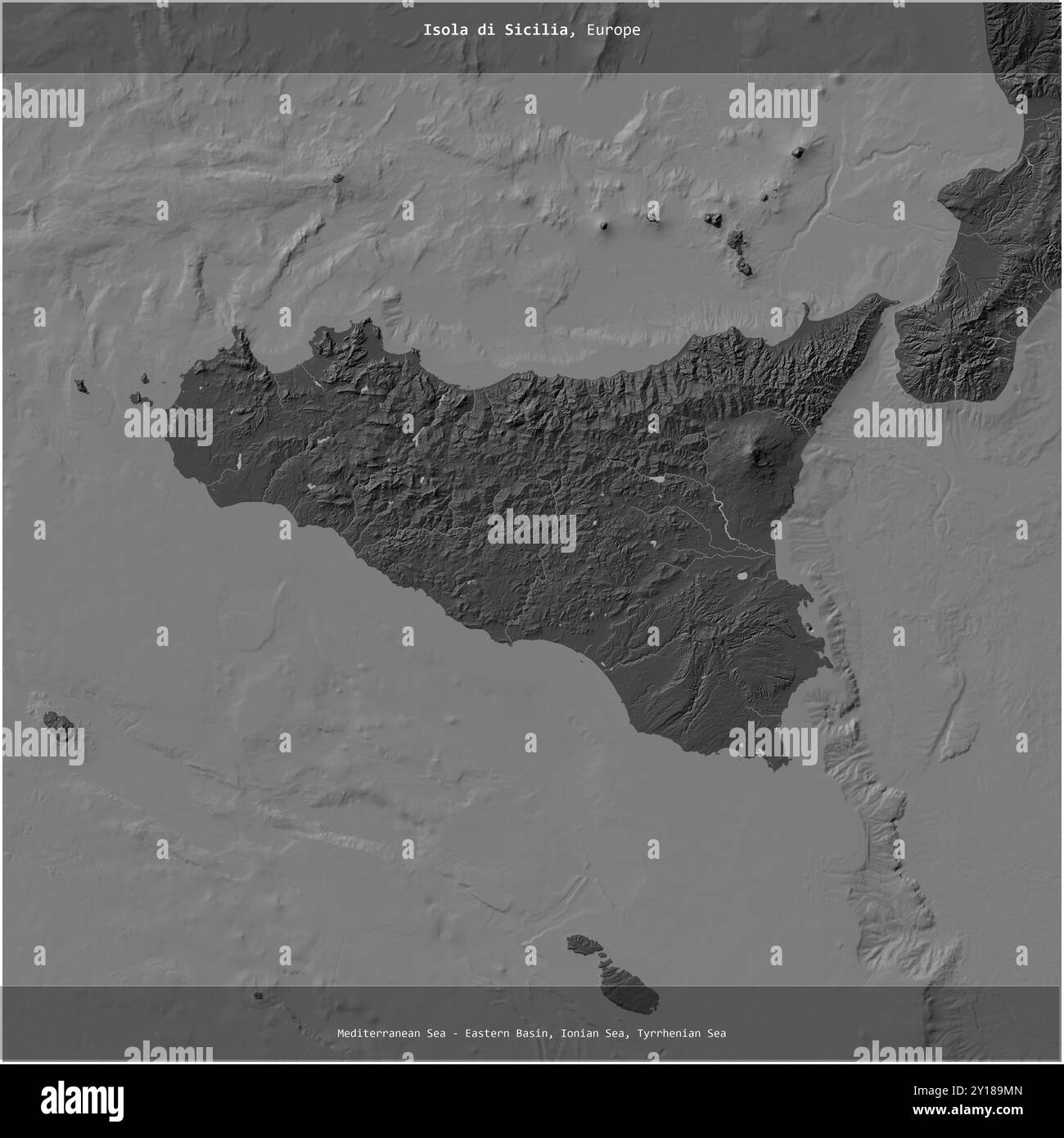 Isola di Sicilia in the Ionian Sea, belonging to Italy, cropped to ...