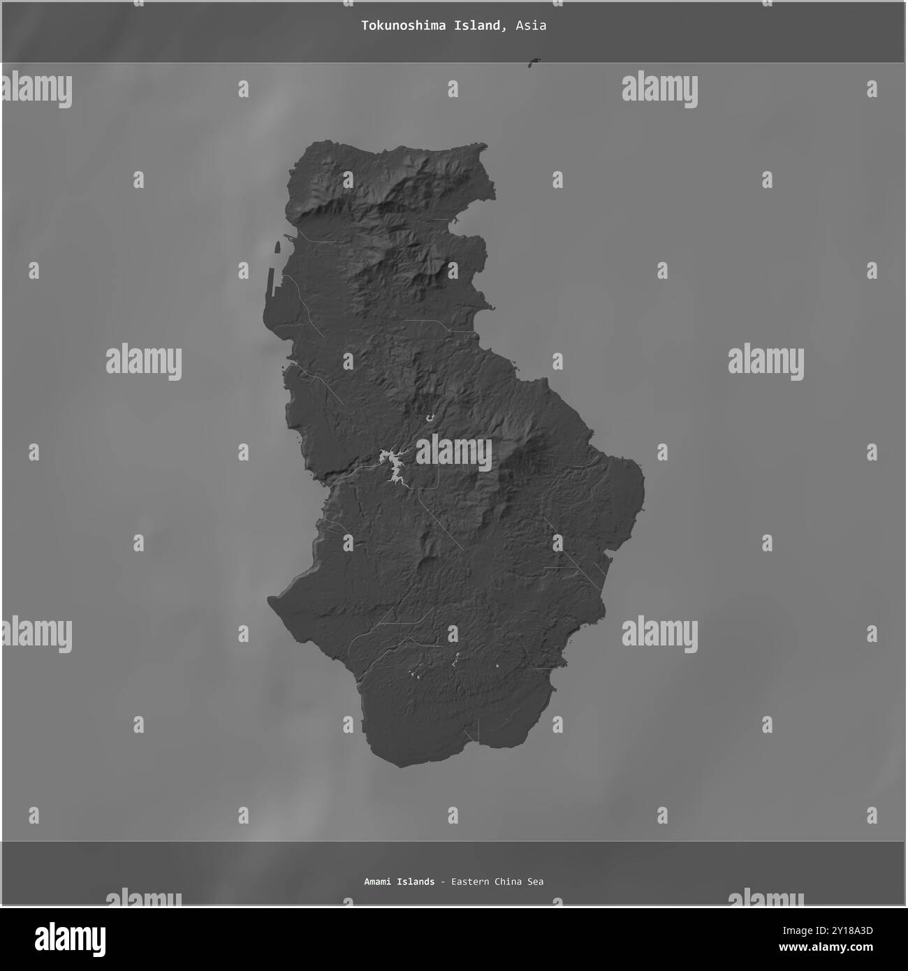 Tokunoshima Island in the Eastern China Sea, belonging to Japan, cropped to square on a bilevel ...