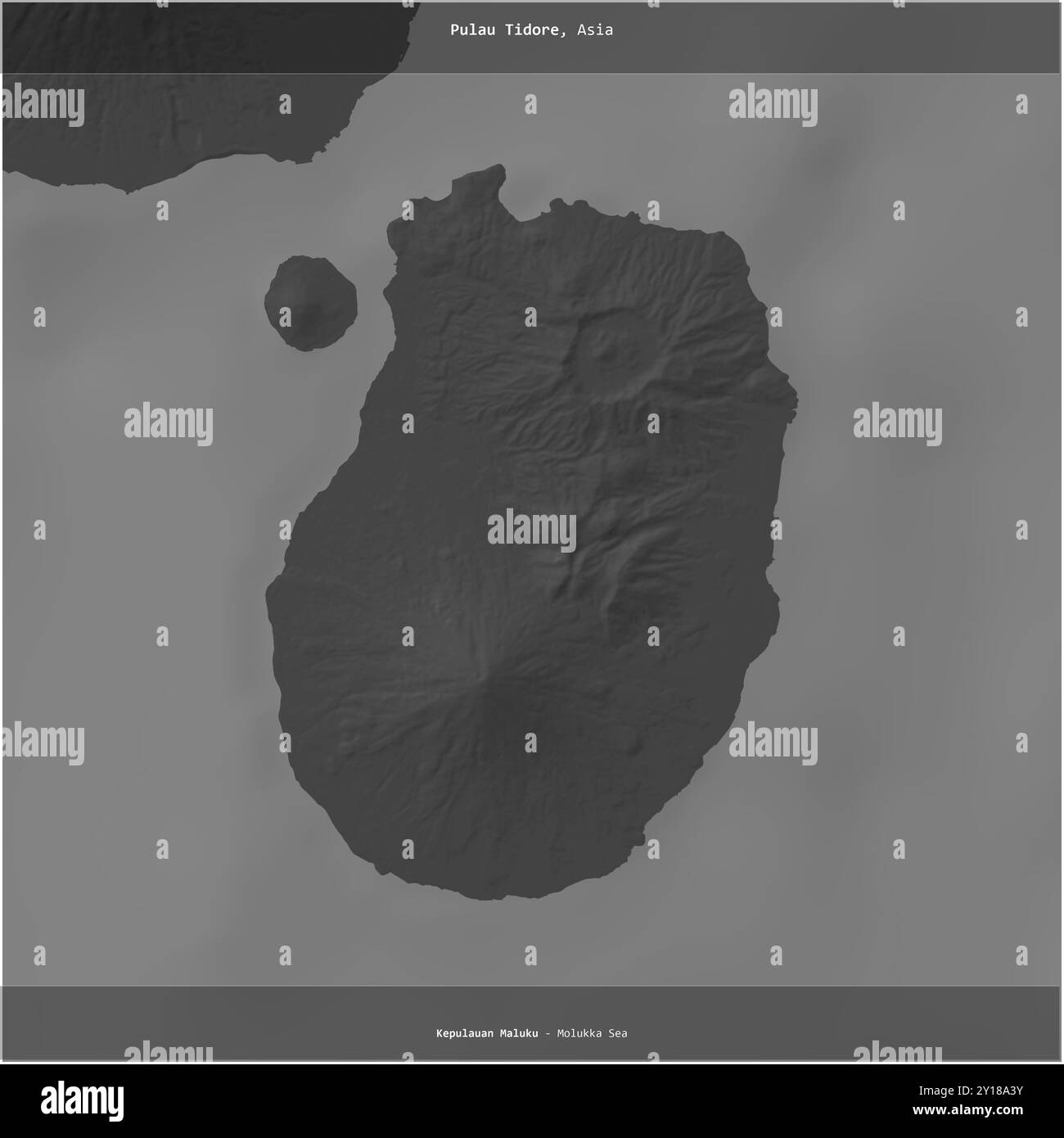 Pulau Tidore in the Molukka Sea, belonging to Indonesia, cropped to ...