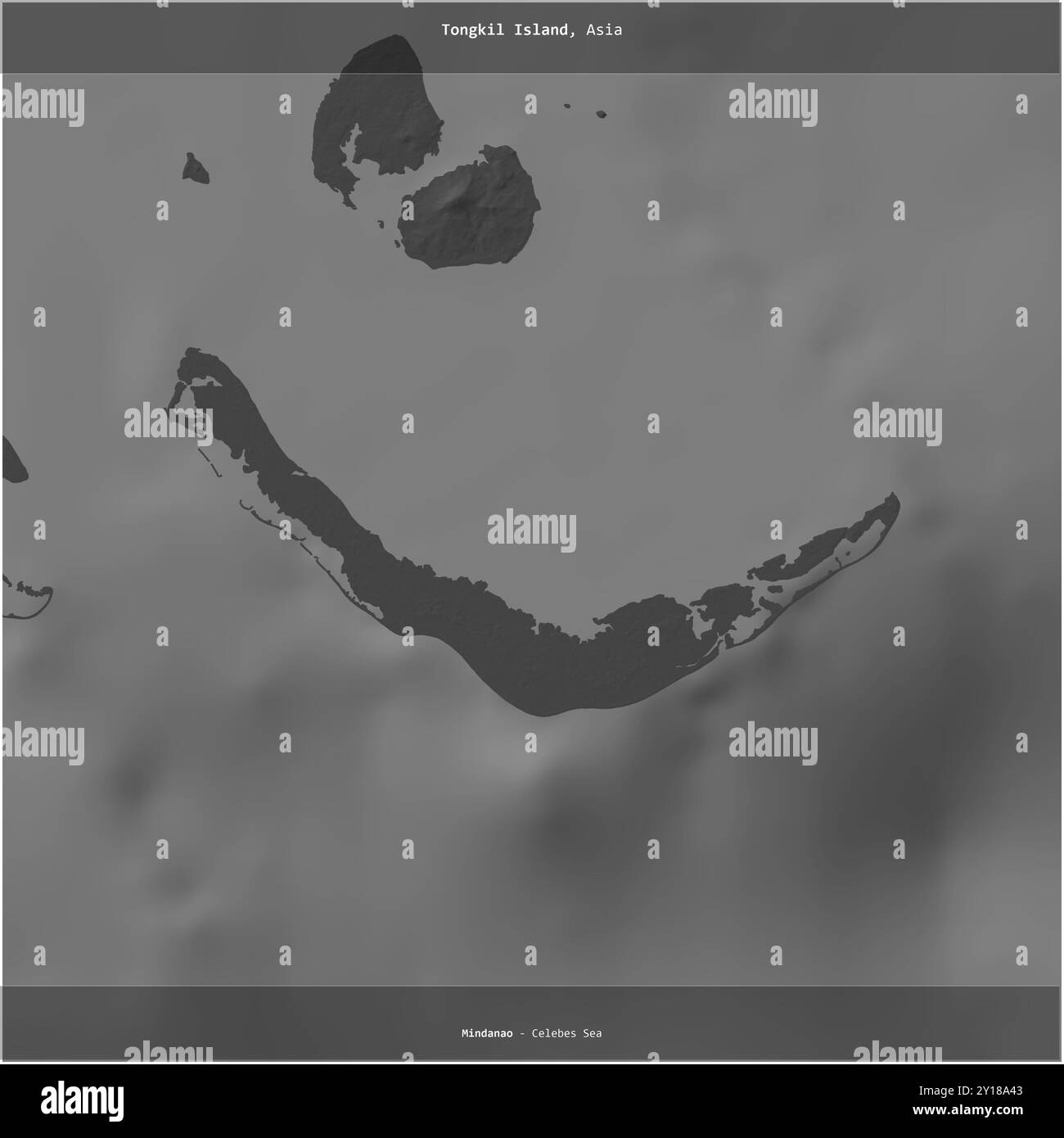 Tongkil Island in the Celebes Sea, belonging to Philippines, cropped to square on a bilevel ...