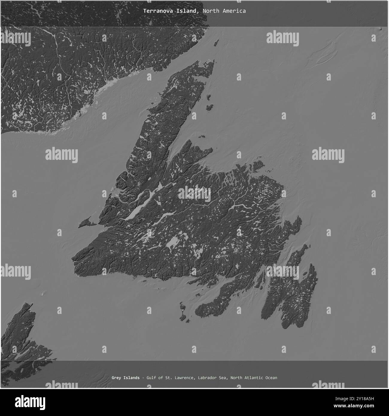 Terranova Island in the Labrador Sea, belonging to Canada, cropped to ...