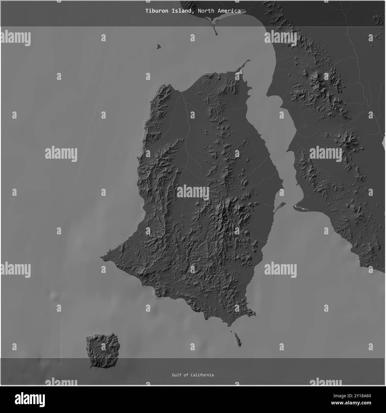 Tiburon Island in the Gulf of California, belonging to Mexico, cropped ...