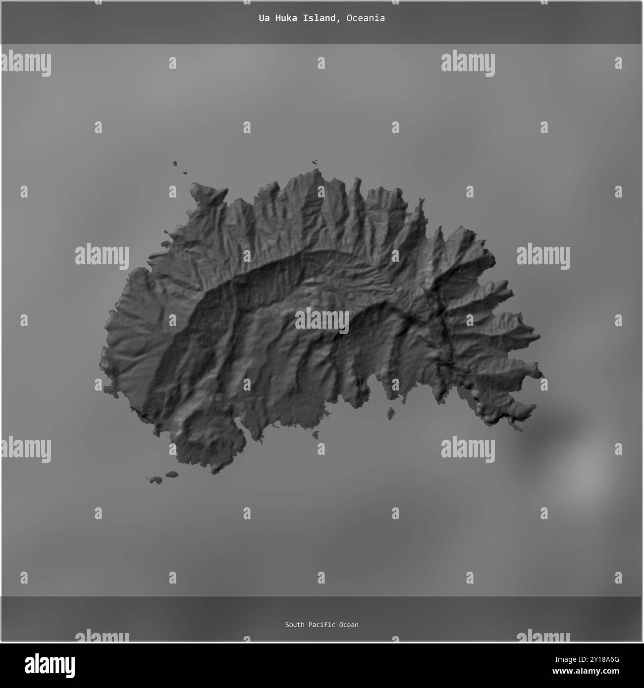 Ua Huka Island in the South Pacific Ocean, belonging to France, cropped ...