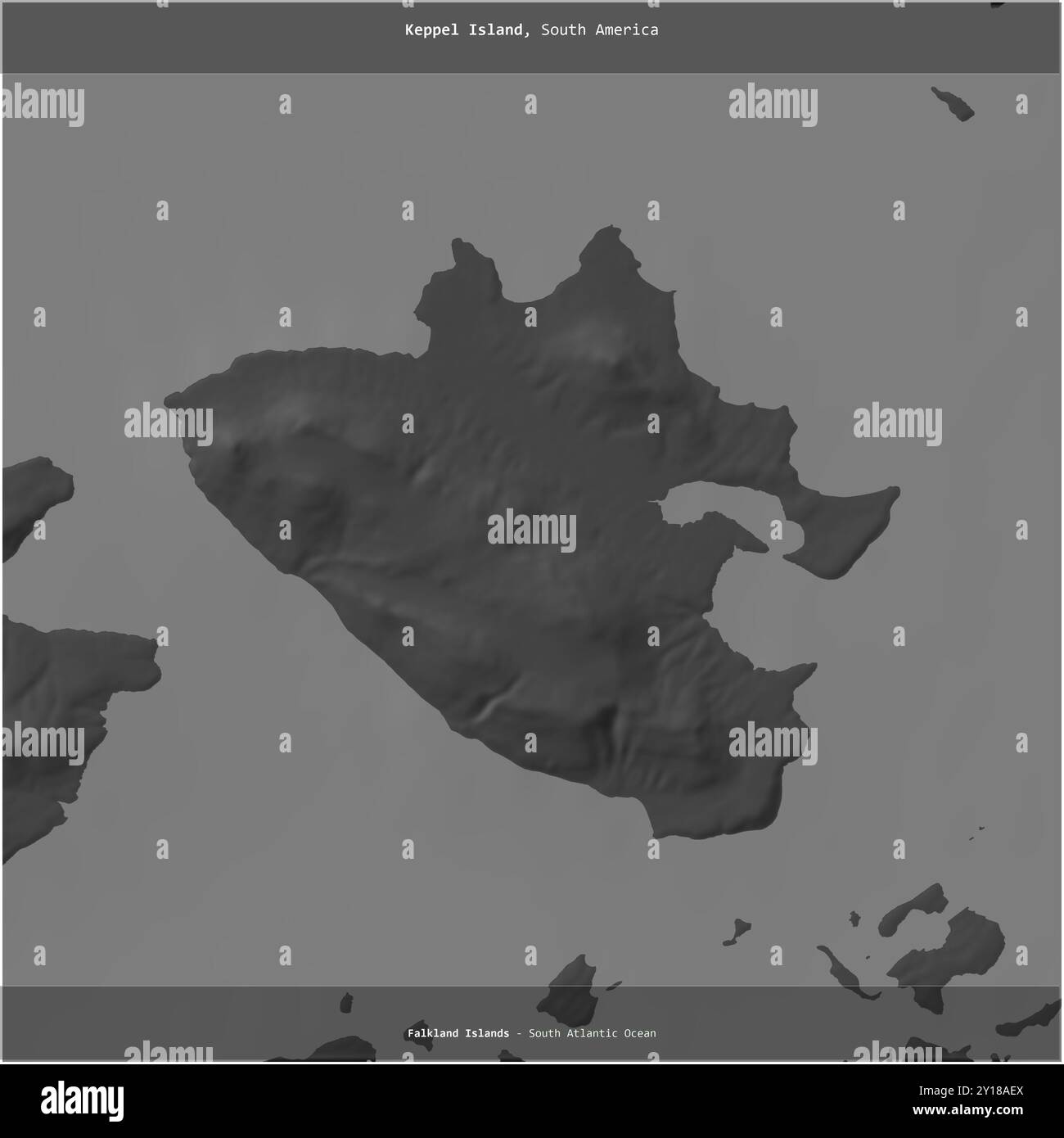 Keppel Island in the South Atlantic Ocean, belonging to Falkland Islands, cropped to square on a ...