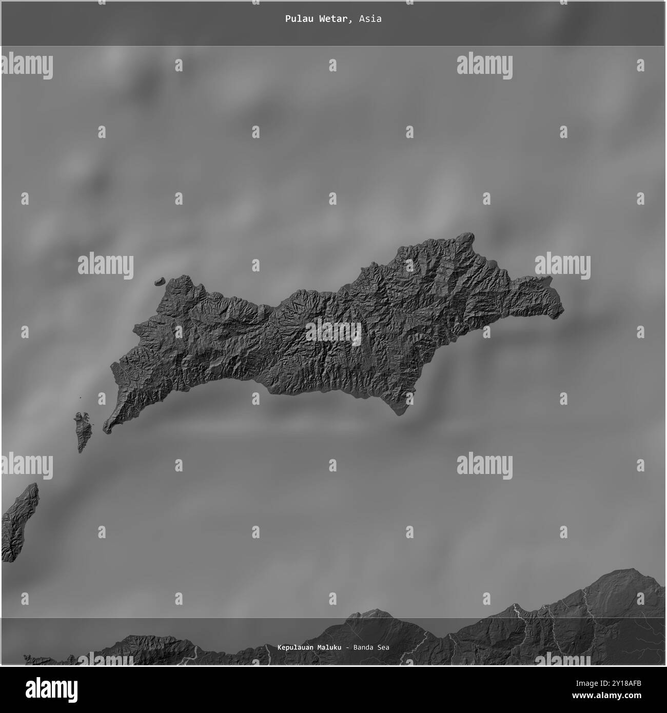 Pulau Wetar in the Banda Sea, belonging to Indonesia, cropped to square ...