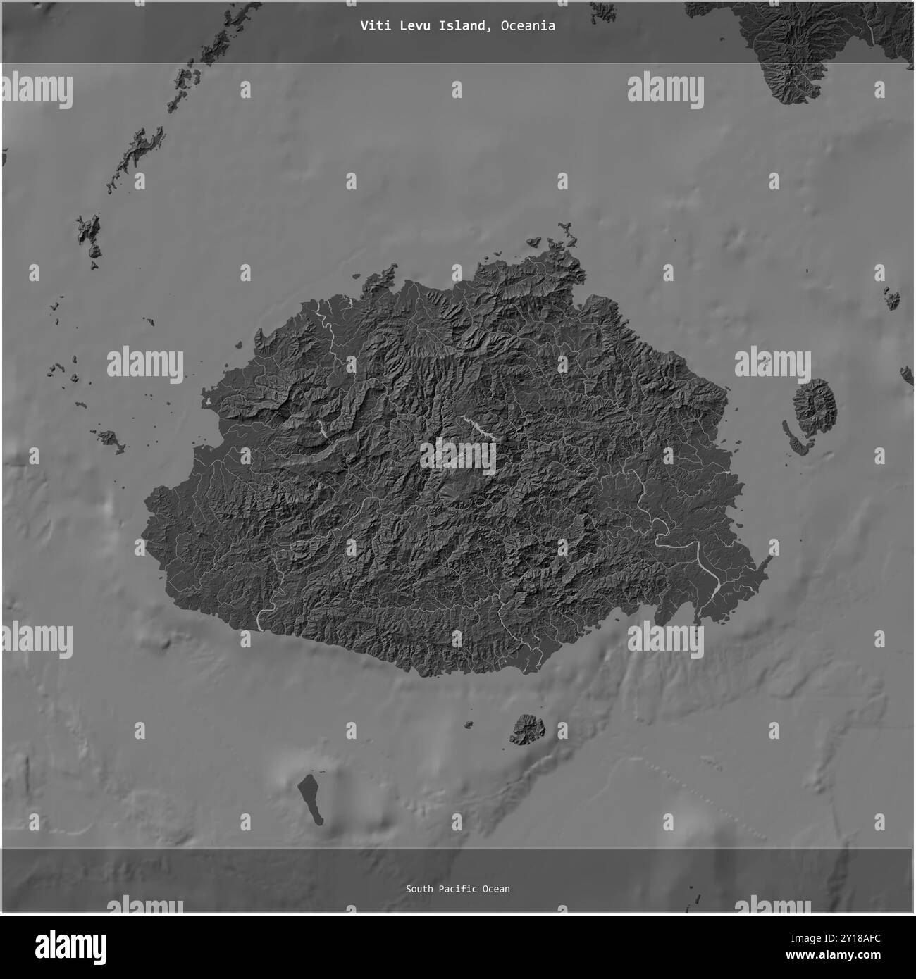 Viti Levu Island in the South Pacific Ocean, belonging to Fiji, cropped ...