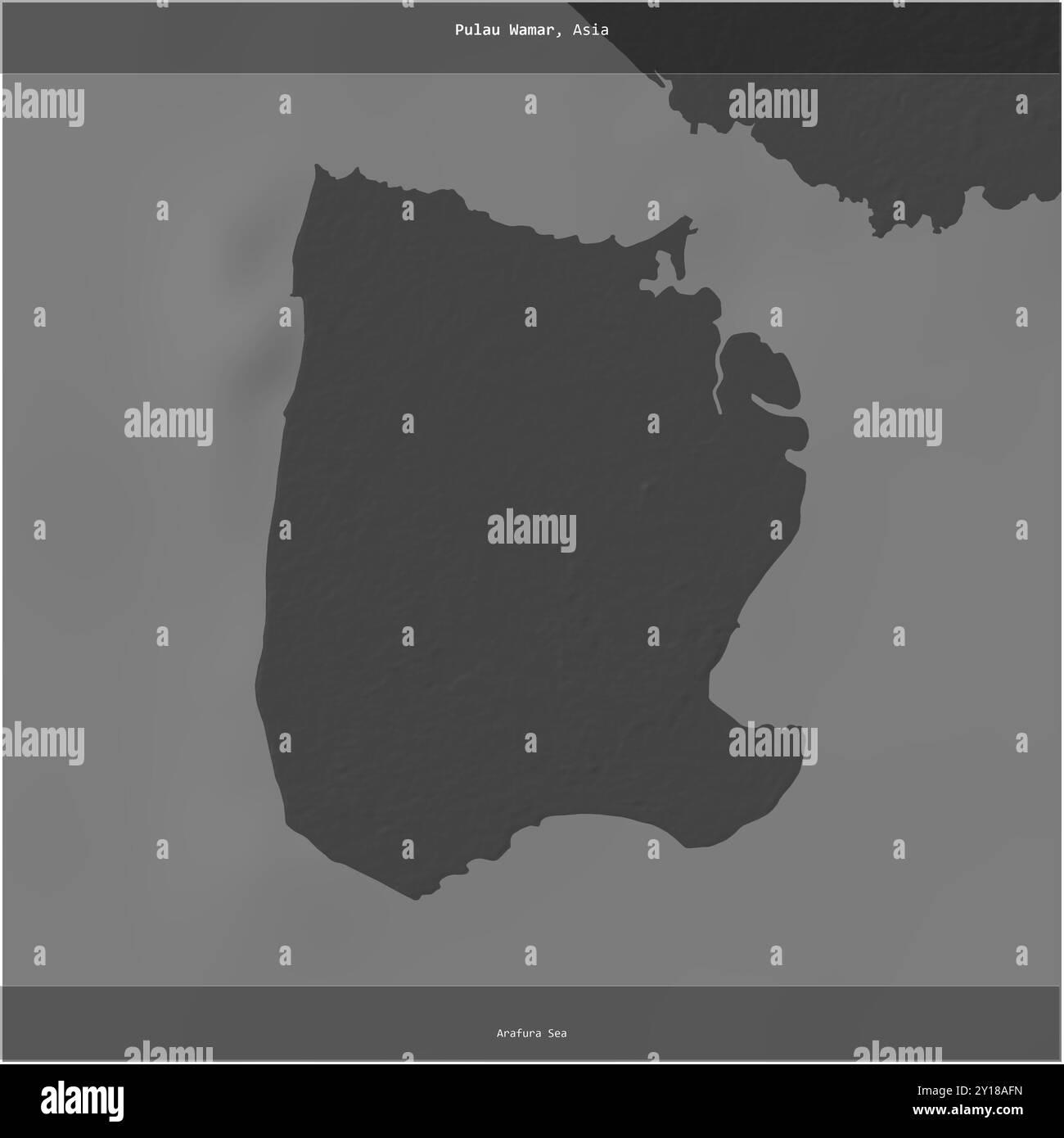 Pulau Wamar in the Arafura Sea, belonging to Indonesia, cropped to ...