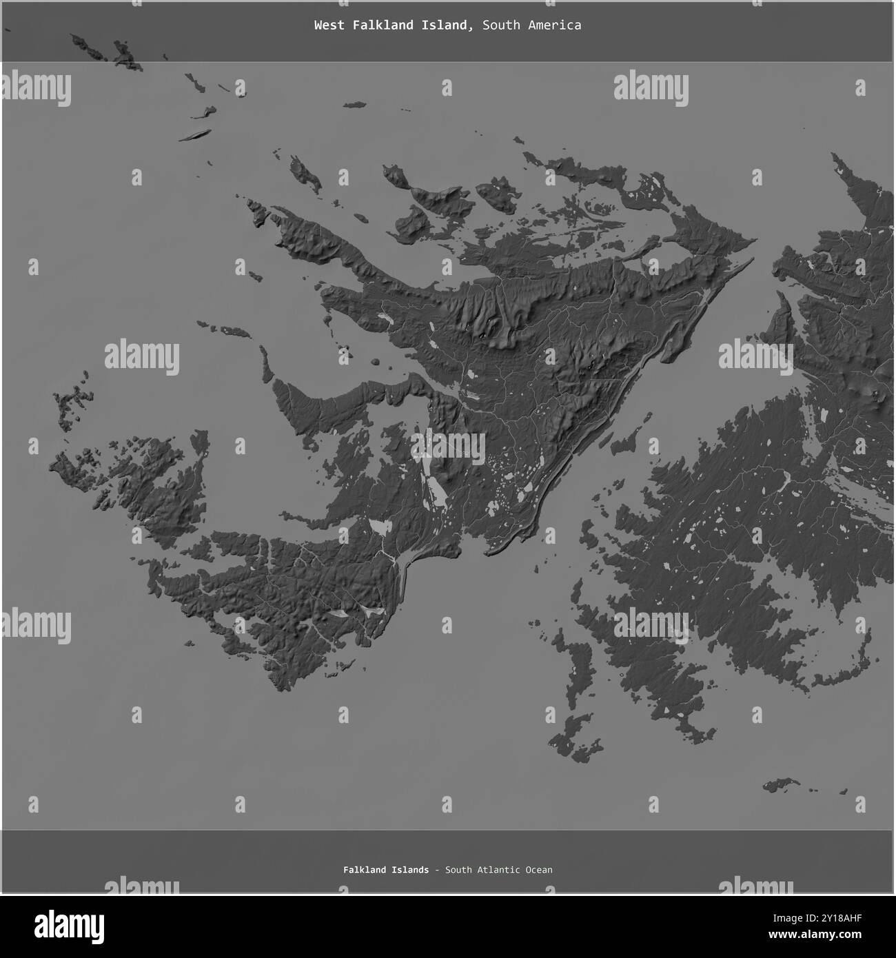 West Falkland Island in the South Atlantic Ocean, belonging to Falkland Islands, cropped to ...