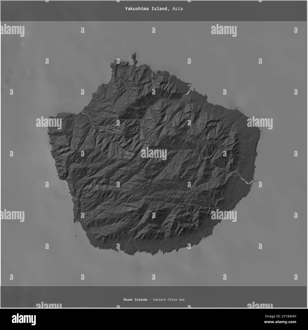 Yakushima Island in the Eastern China Sea, belonging to Japan, cropped ...
