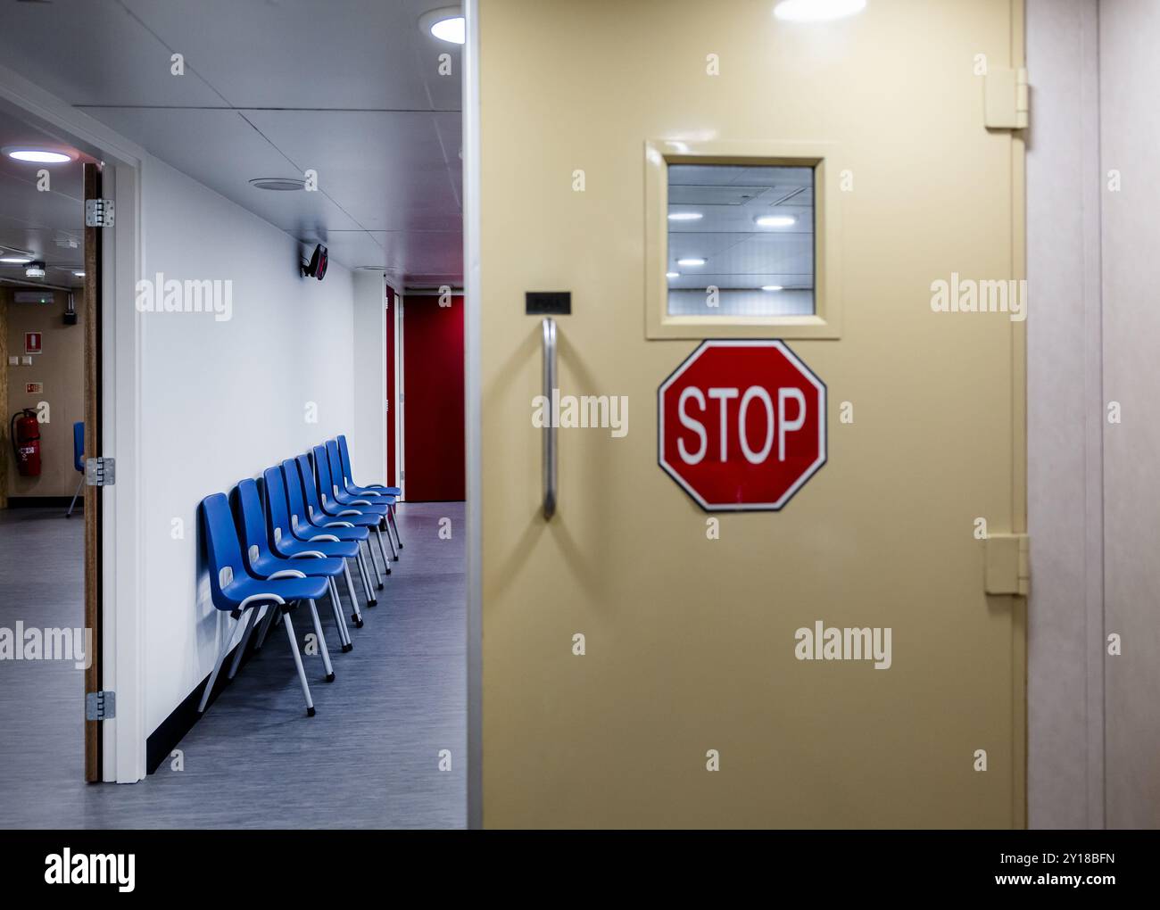 ZAANDAM - A waiting room in the floating shelter Bibby Renaissance in ...