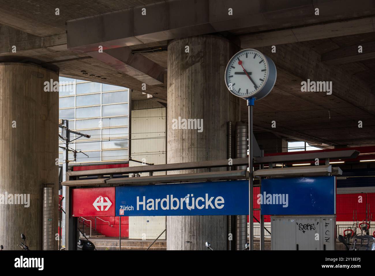 03-09-2024 Zurich, Switzerland. Hardbrücke or Hardbrucke train station ...