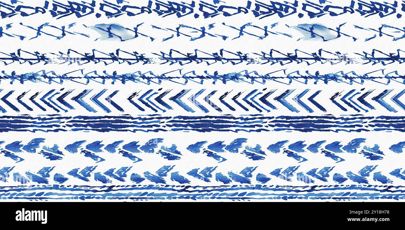 Modern coastal living printed textile decor in seamless banner tape ...