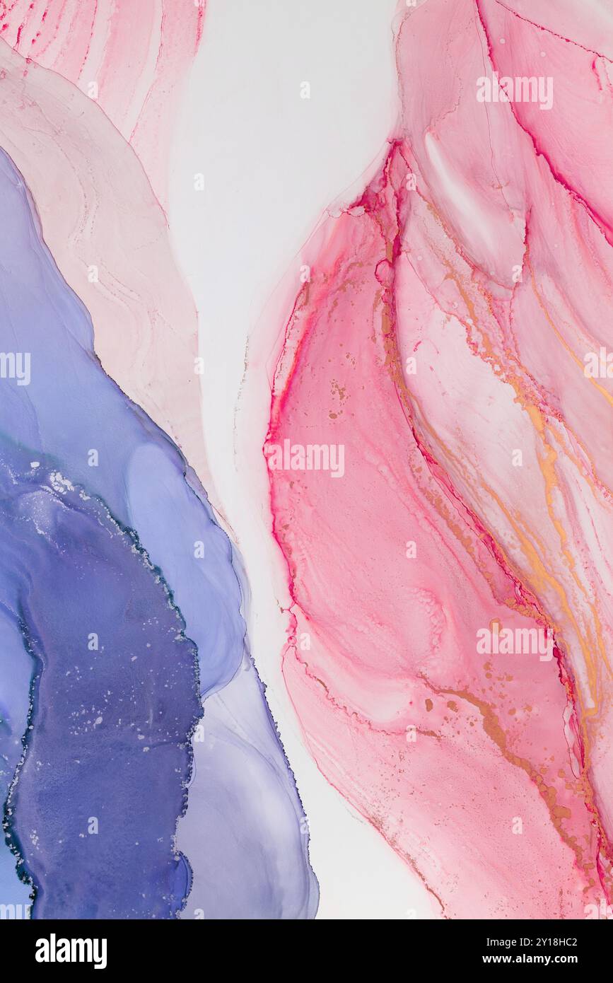 Abstract fluid art featuring pink and purple waves with soft gradients in pastel tones created ...