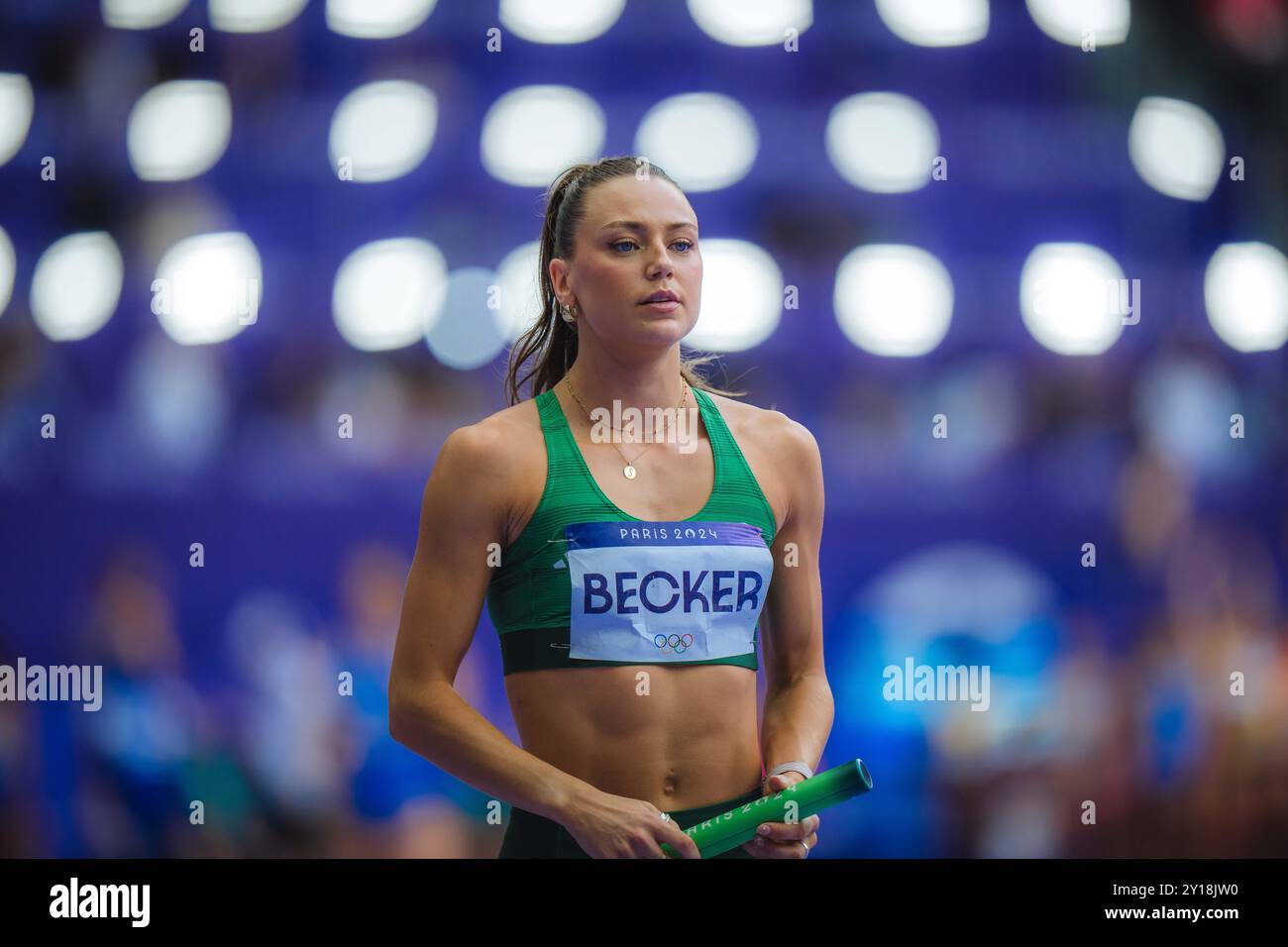 Sophie Becker participating in the 800 meters at the Paris 2024 Olympic ...
