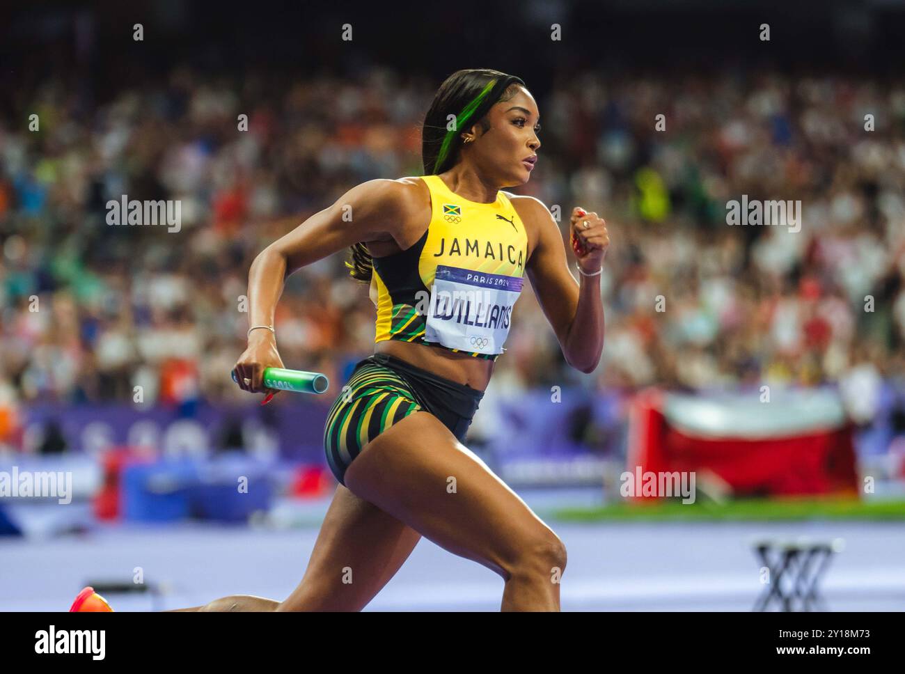 Stacey-Ann Williams participating in the 400 meters at the Paris 2024 ...