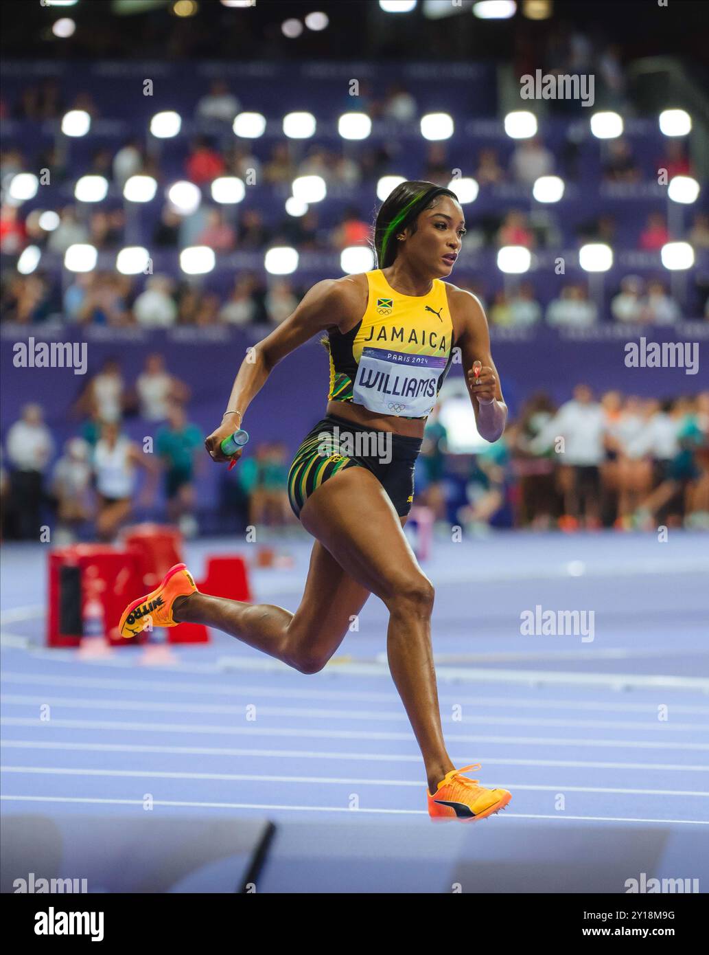 Stacey-Ann Williams participating in the 400 meters at the Paris 2024 ...