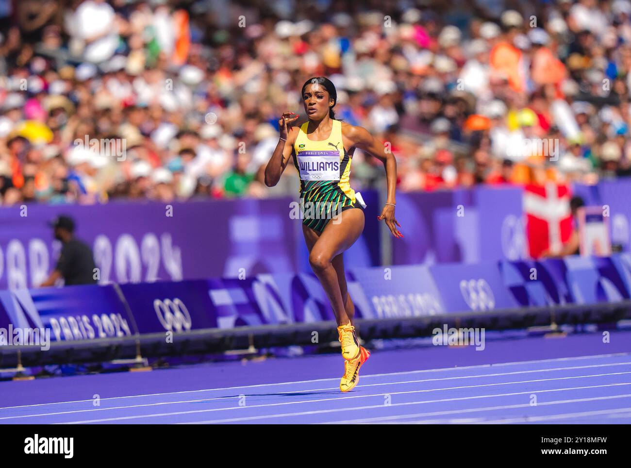 Stacey-Ann Williams participating in the 400 meters at the Paris 2024 ...