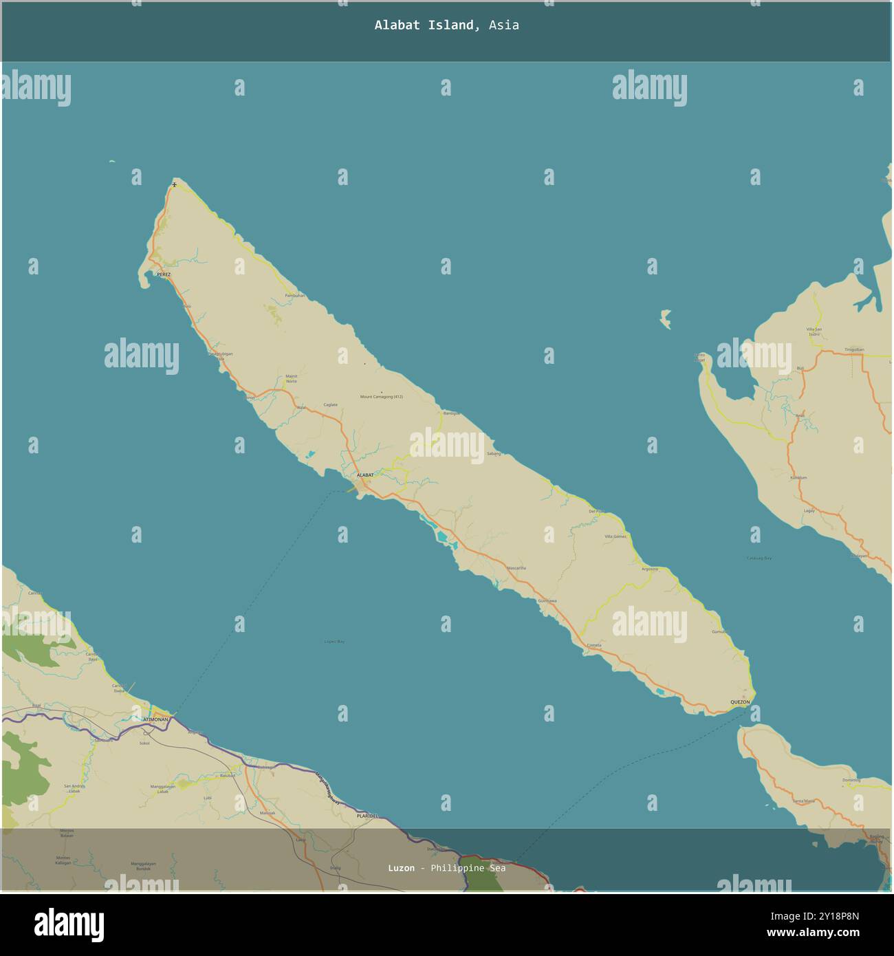 Alabat Island in the Philippine Sea, belonging to Philippines, cropped ...
