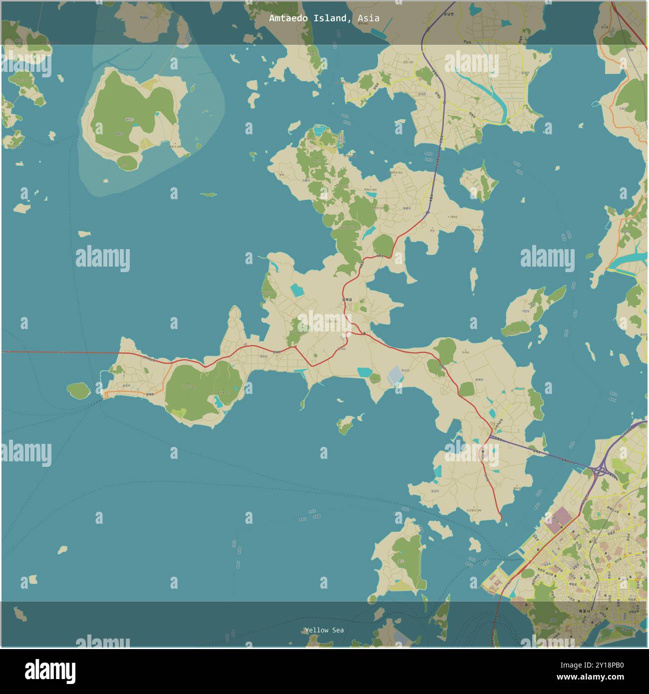 Amtaedo Island in the Yellow Sea, belonging to South Korea, cropped to ...