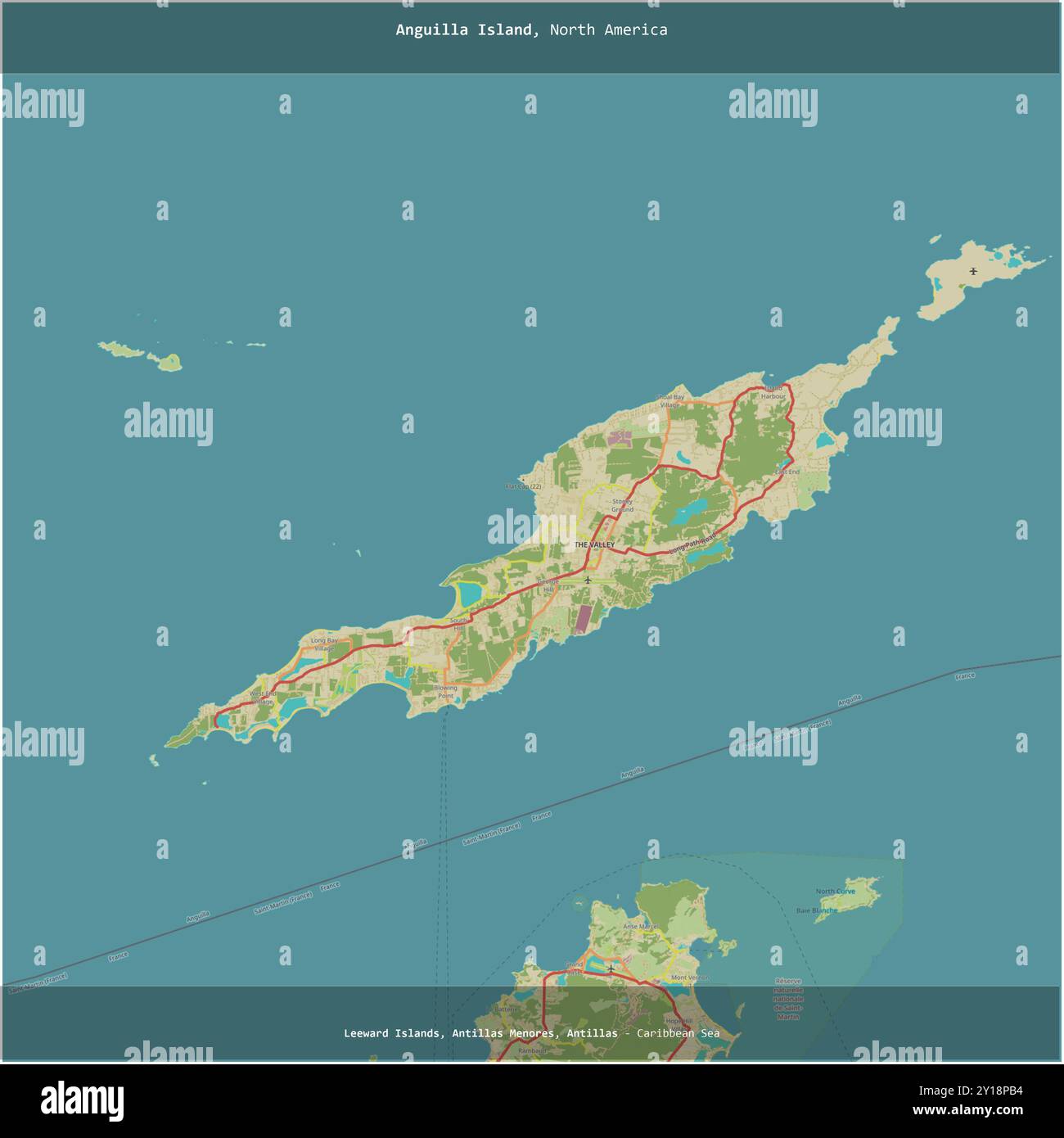 Anguilla Island in the Caribbean Sea, belonging to Anguilla, cropped to ...