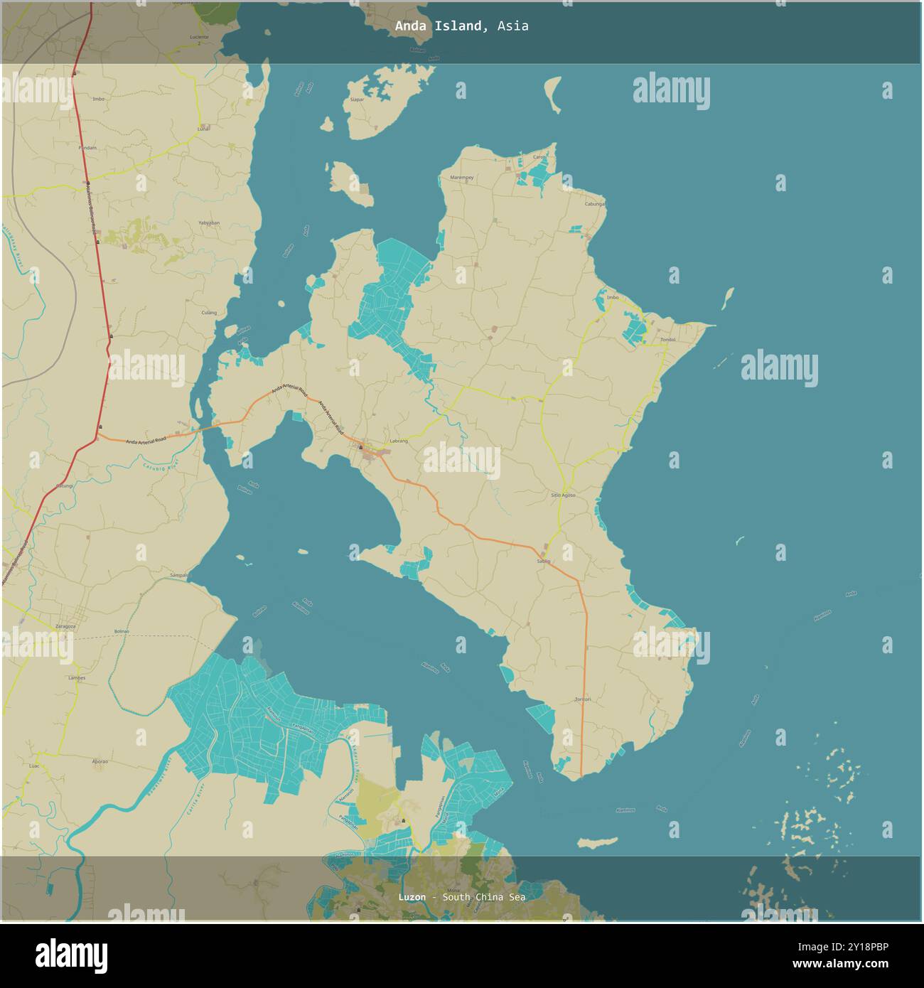 Anda Island in the South China Sea, belonging to Philippines, cropped ...