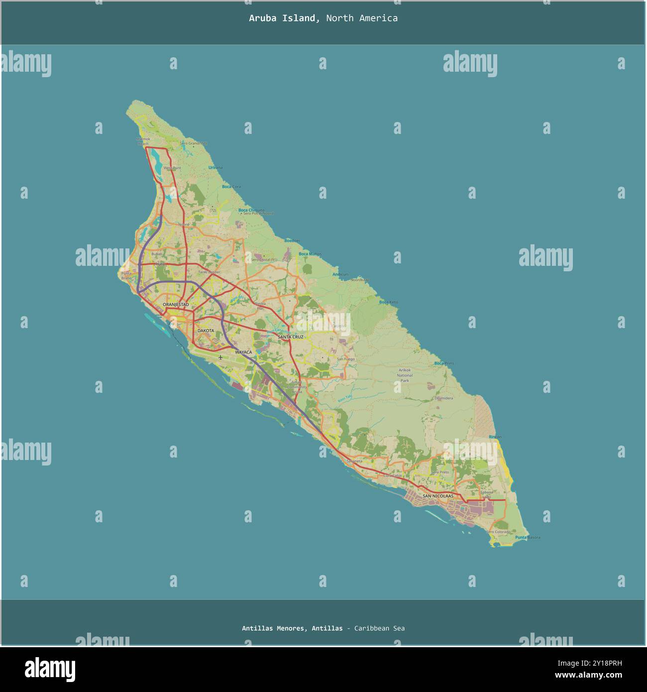 Aruba Island in the Caribbean Sea, belonging to Netherlands, cropped to ...