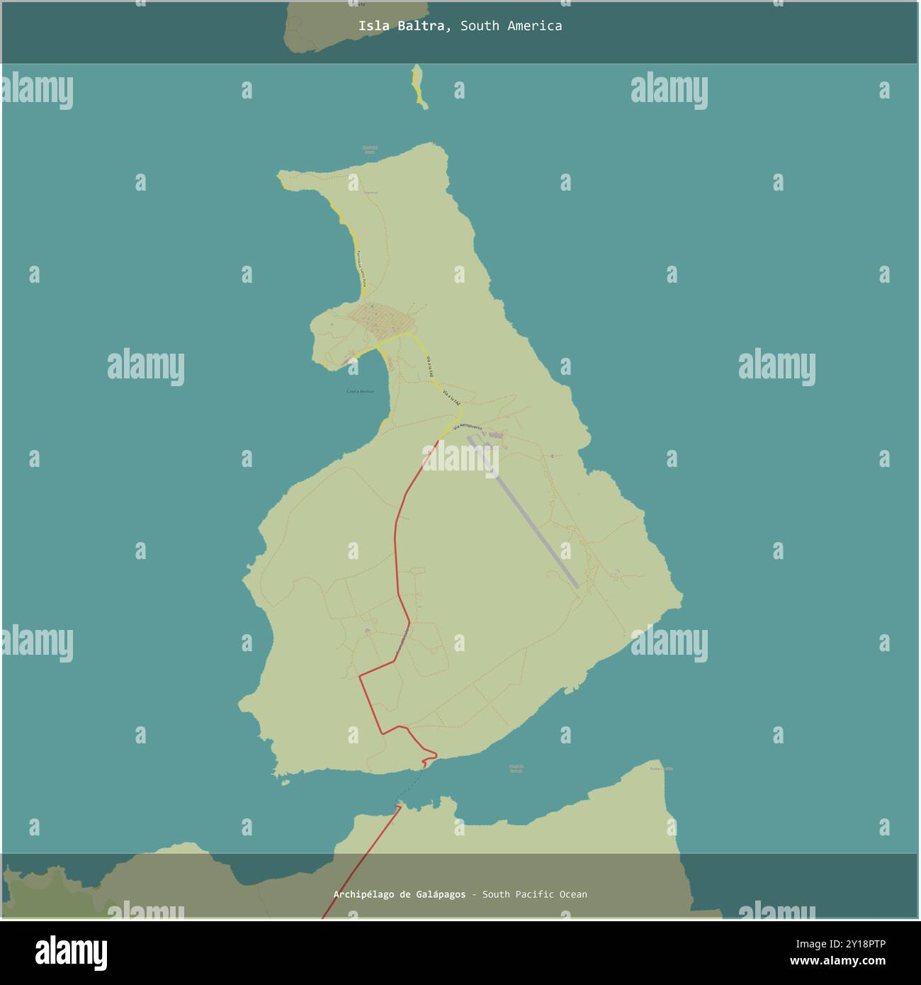 Isla Baltra in the South Pacific Ocean, belonging to Ecuador, cropped ...