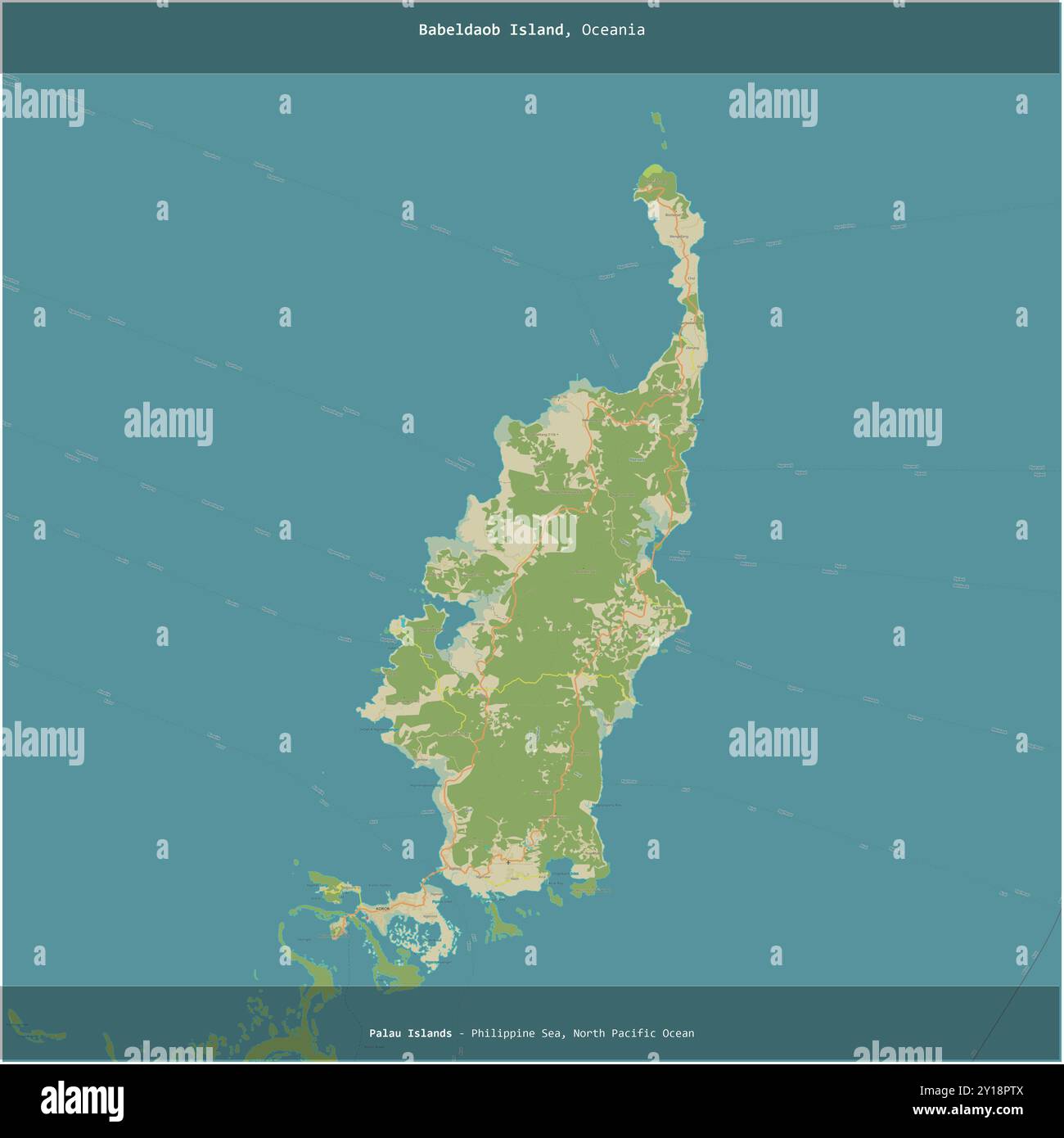 Babeldaob Island in the Philippine Sea, belonging to Palau, cropped to ...