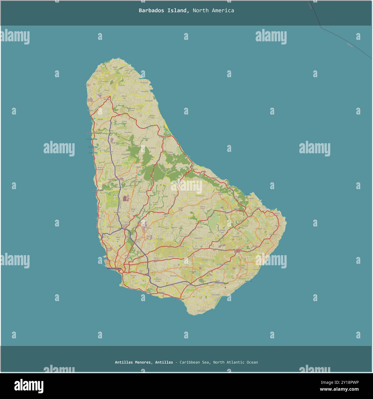 Barbados Island in the Caribbean Sea, belonging to Barbados, cropped to ...
