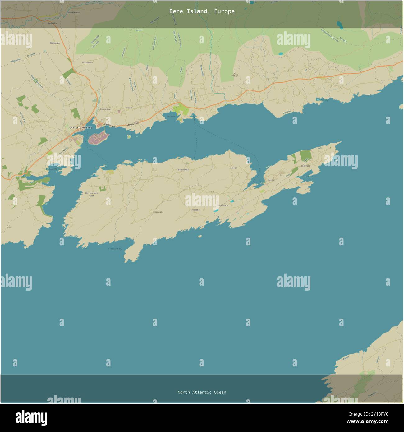Bere Island in the North Atlantic Ocean, belonging to Ireland, cropped ...