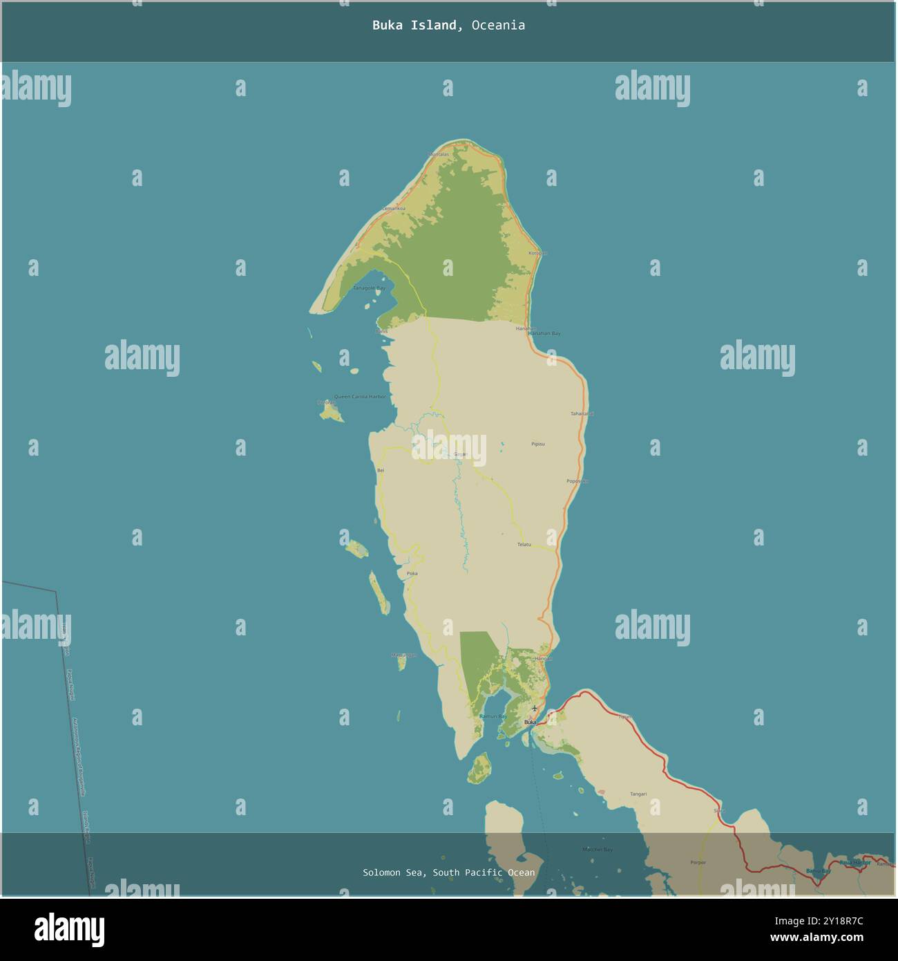 Buka Island in the Solomon Sea, belonging to Papua New Guinea, cropped ...