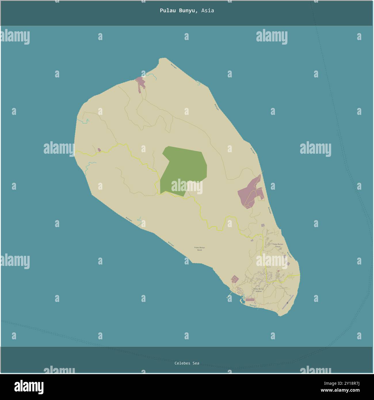 Pulau Bunyu in the Celebes Sea, belonging to Indonesia, cropped to ...