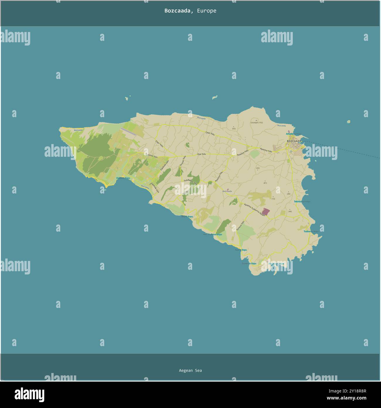 Bozcaada in the Aegean Sea, belonging to Turkiye, cropped to square on ...