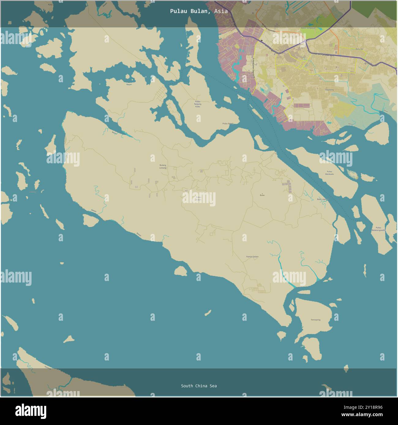 Pulau Bulan in the South China Sea, belonging to Indonesia, cropped to ...