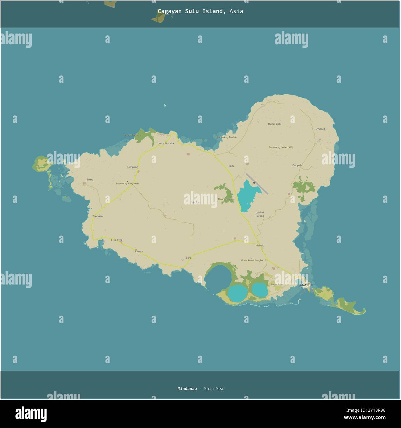Cagayan Sulu Island in the Sulu Sea, belonging to Philippines, cropped to square on a ...