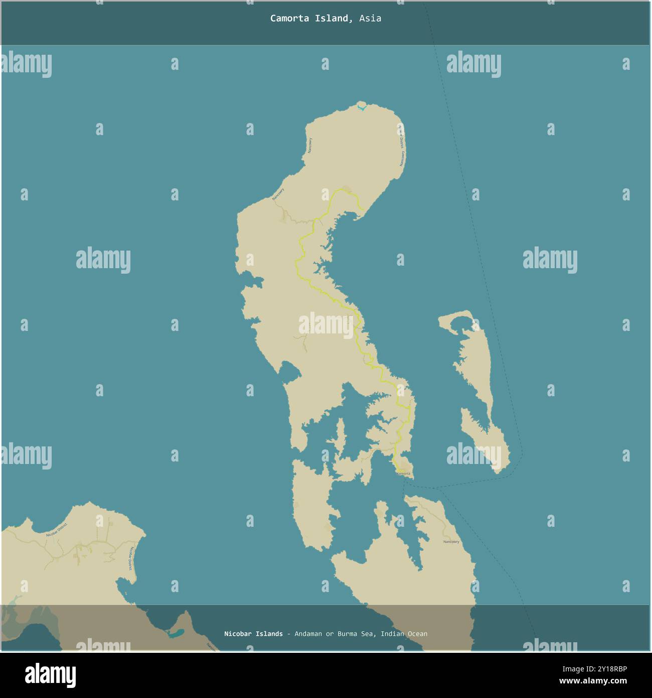 Camorta Island in the Indian Ocean, belonging to India, cropped to ...