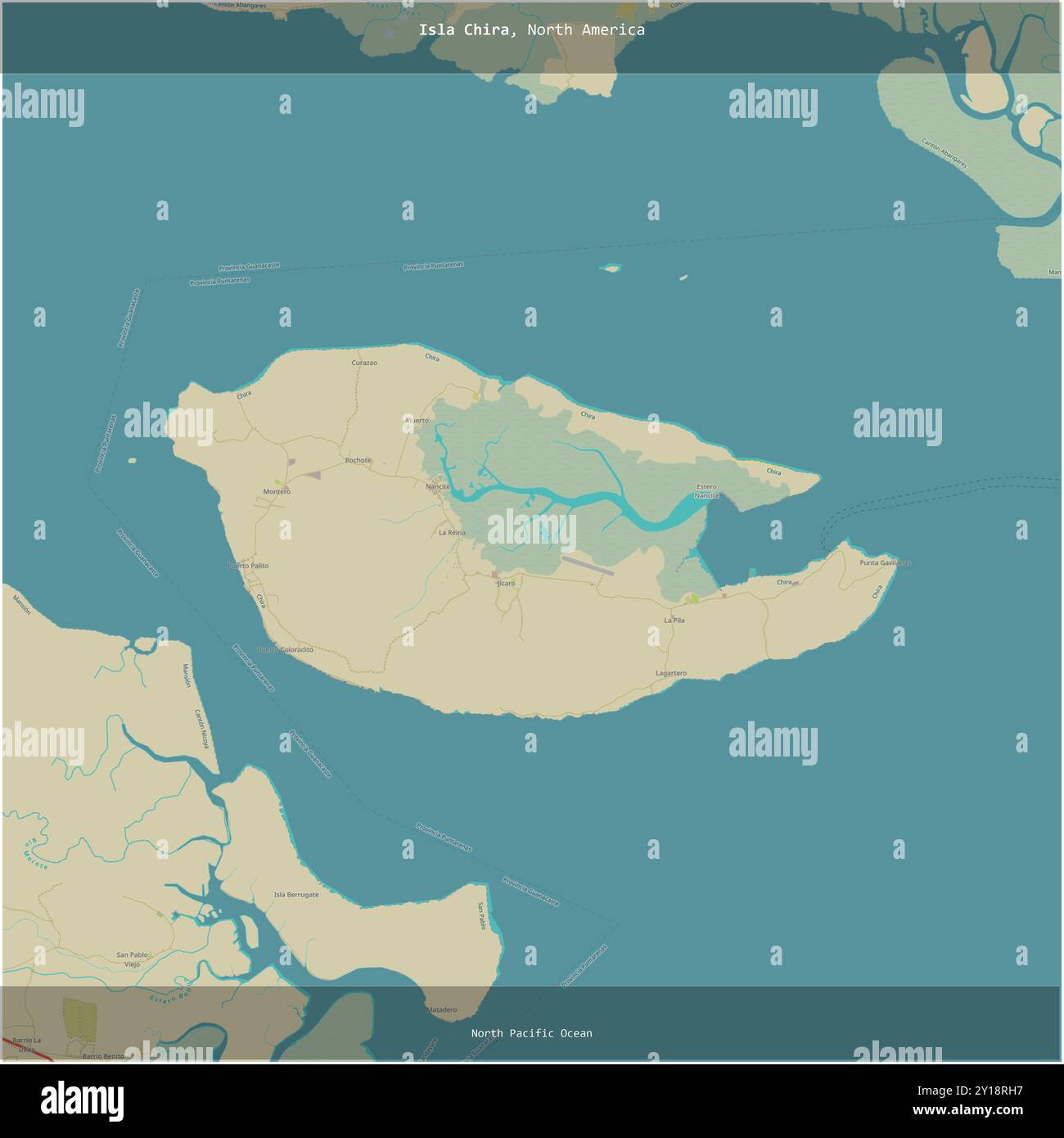Isla Chira in the North Pacific Ocean, belonging to Costa Rica, cropped ...