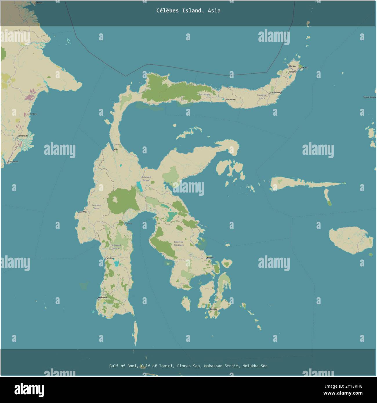Celebes Island in the Java Sea, belonging to Indonesia, cropped to ...