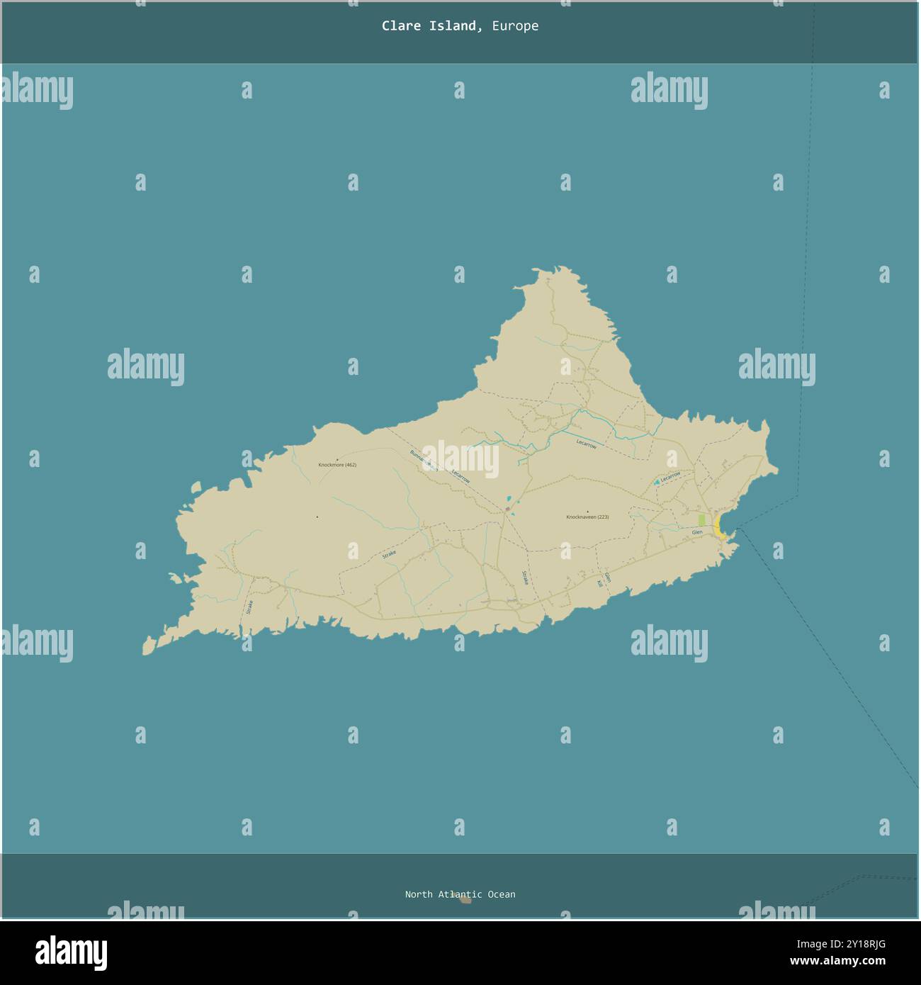 Clare Island in the North Atlantic Ocean, belonging to Ireland, cropped ...