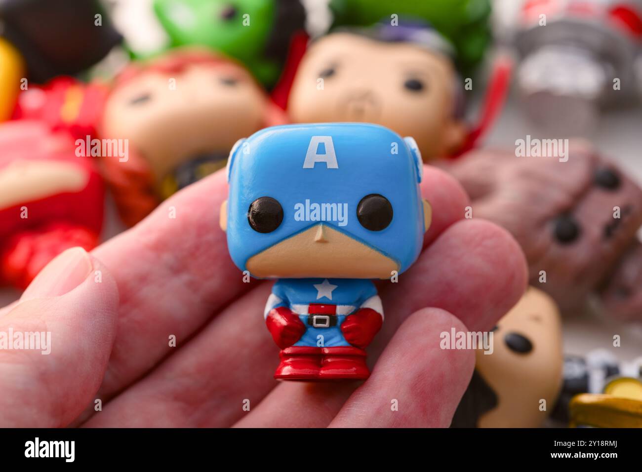 Tambov, Russian Federation - August 23, 2024 A Captain America Funko ...