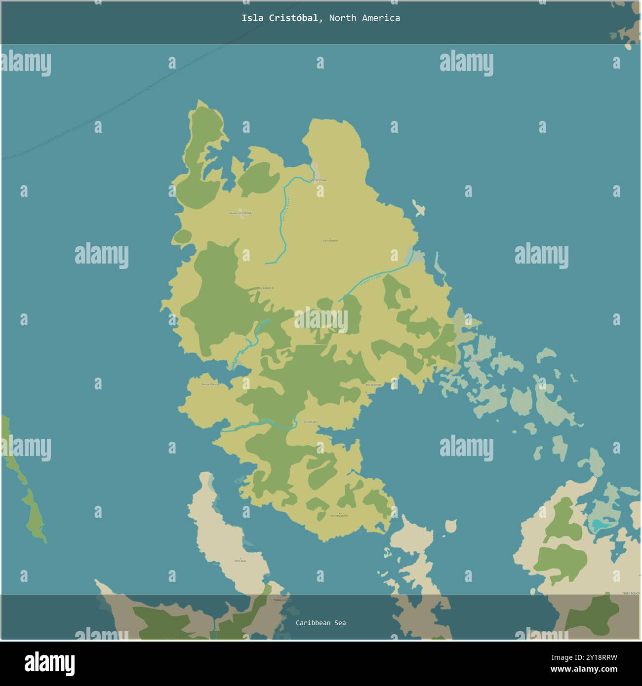 Isla Cristobal in the Caribbean Sea, belonging to Panama, cropped to ...