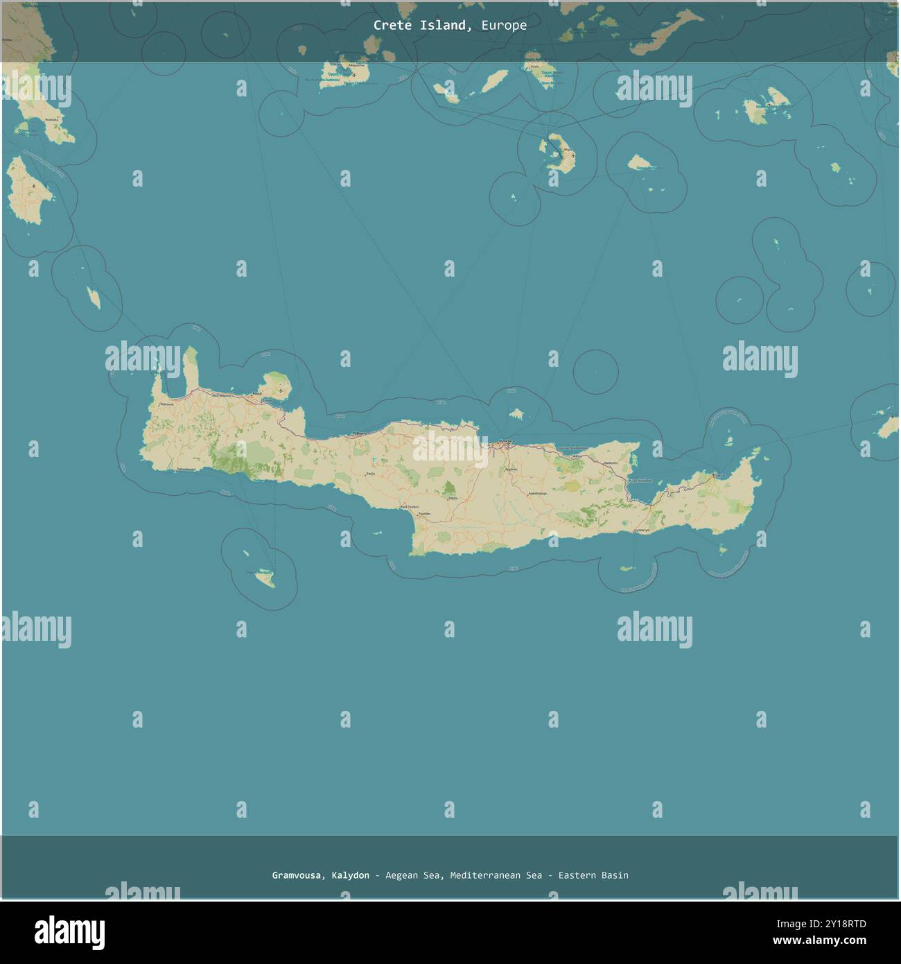 Crete Island in the Aegean Sea, belonging to Greece, cropped to square ...