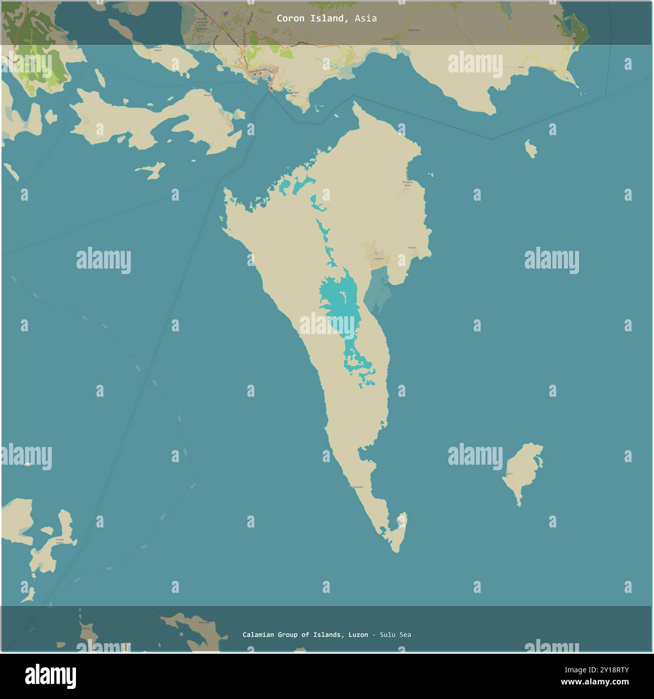 Coron Island in the Sulu Sea, belonging to Philippines, cropped to ...