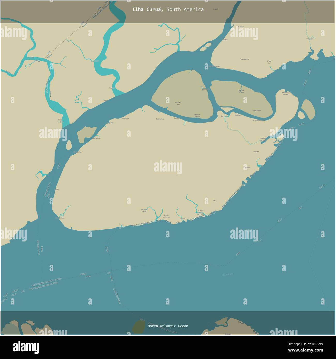 Ilha Curua in the North Atlantic Ocean, belonging to Brazil, cropped to ...