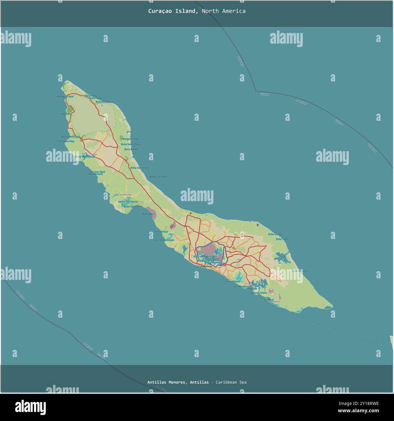 Curacao island map hi-res stock photography and images - Alamy