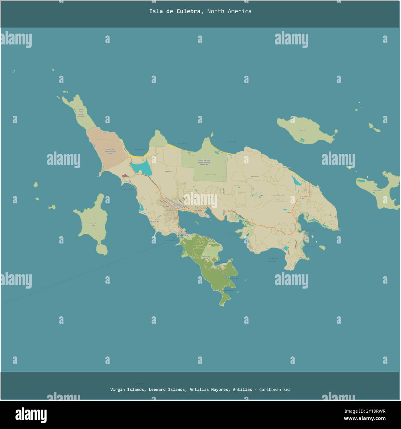 Isla de Culebra in the Caribbean Sea, belonging to Puerto Rico, cropped ...